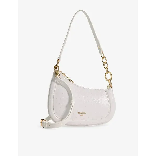 DUNE Patent Leather Shoulder Bag - White Plain Leather