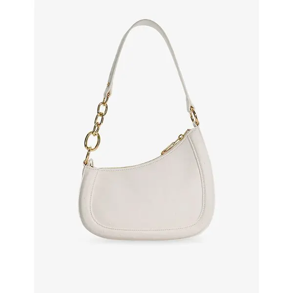 DUNE Patent Leather Shoulder Bag - White Plain Leather