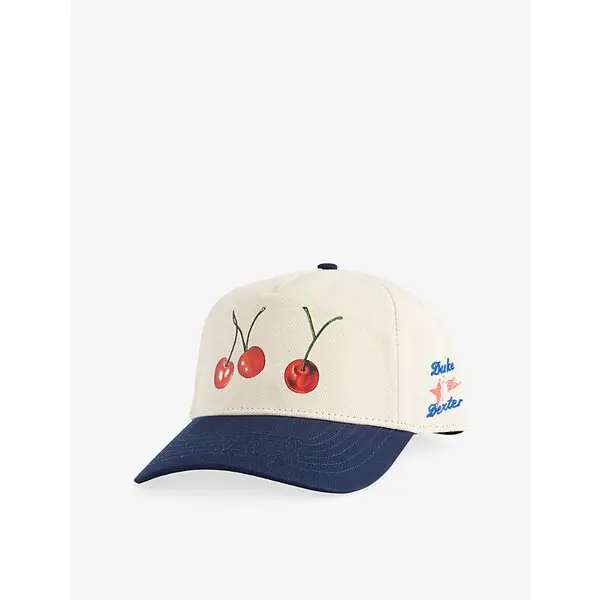 DUKE + DEXTER Cherry Print Cotton Cap - White/navy