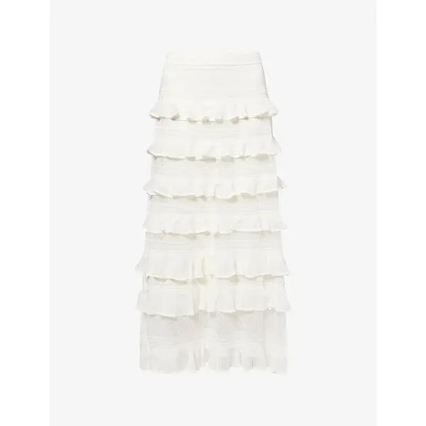 Zimmermann Luna Lace Frill Knitted Maxi Skirt - Ivory