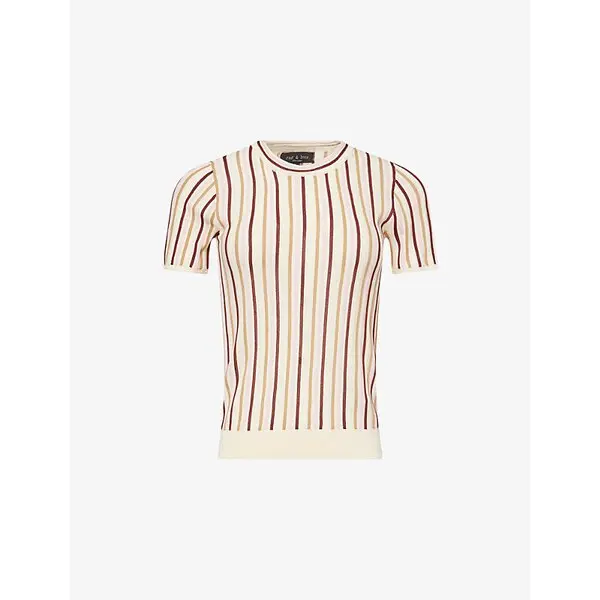 Rag & Bone Victoria Stripe-print Stretch-knit T-shirt - Pnkmt