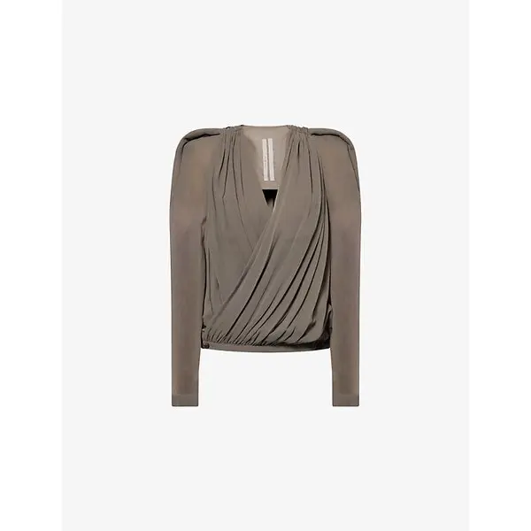 Rick Owens Maria Wrap Silk Blouse - Dust