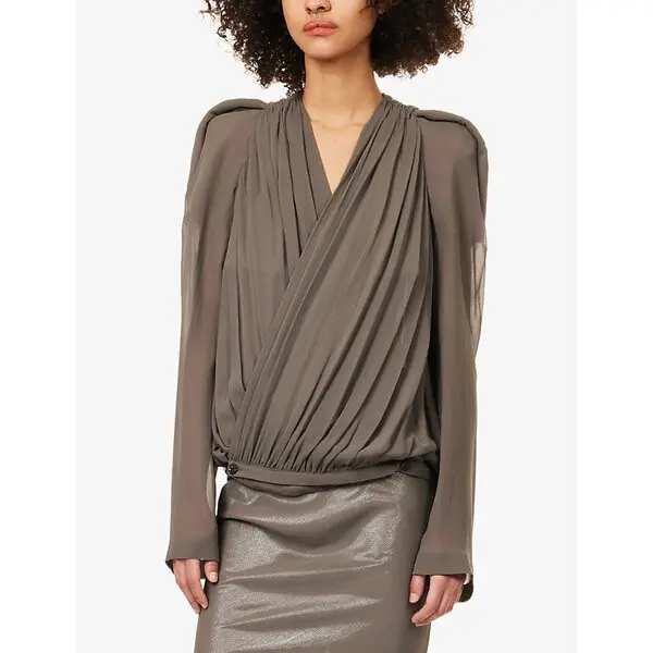 Rick Owens Maria Wrap Silk Blouse