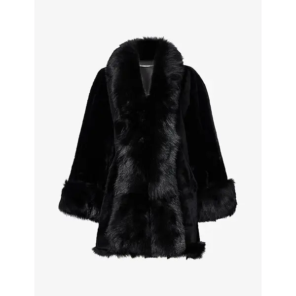 Nour Hammour Sima Short Shearling Coat - Black