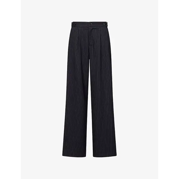 PEACHY DEN Lennox Striped Straight-leg Woven Trousers