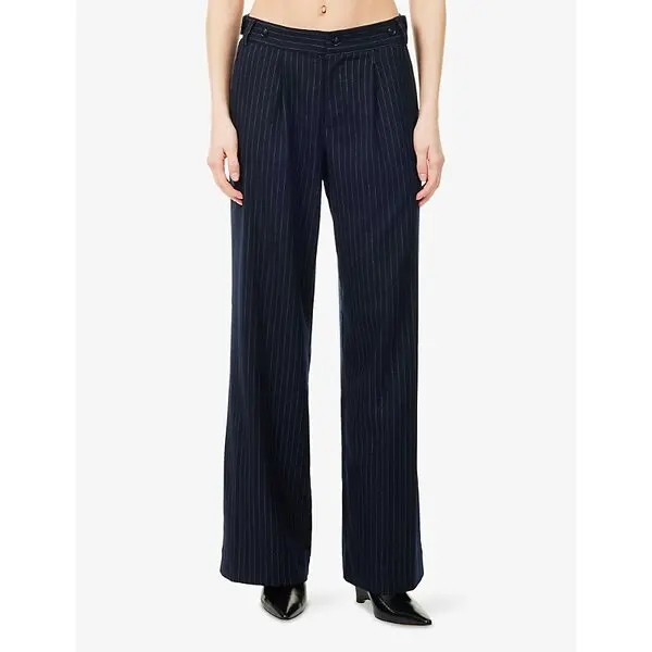 PEACHY DEN Lennox Striped Straight-leg Woven Trousers