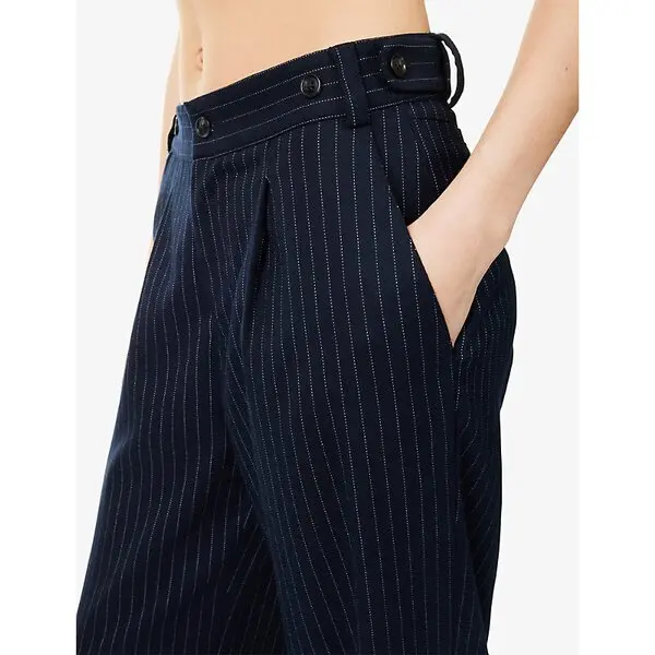 PEACHY DEN Lennox Striped Straight-leg Woven Trousers