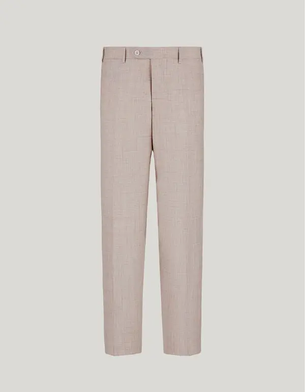 Canali Travel Trousers In Wool, Silk And Linen - Beige