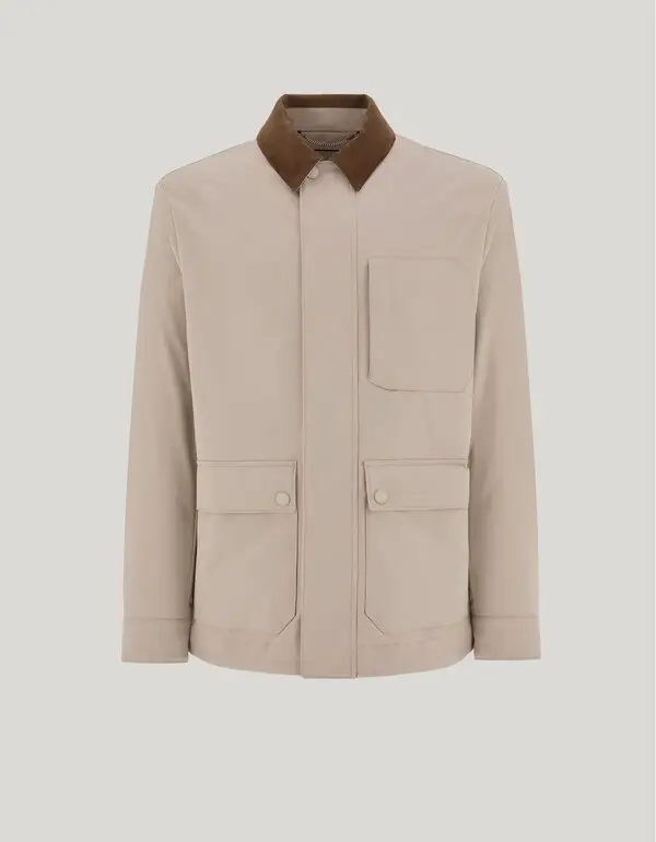 Canali Dune-colored Shirt Jacket In Technical Fabric