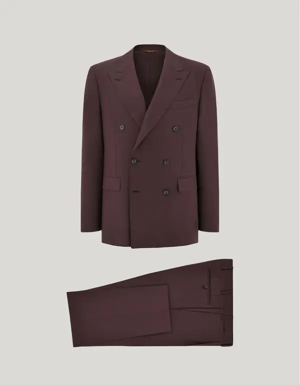 Canali Double-breasted Dark Modern Fit Suit In Wool