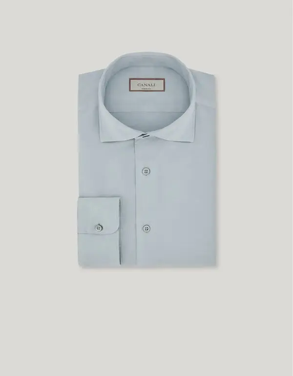 Canali Regular Fit Silk Cotton Garment Dyed Shirt - Green