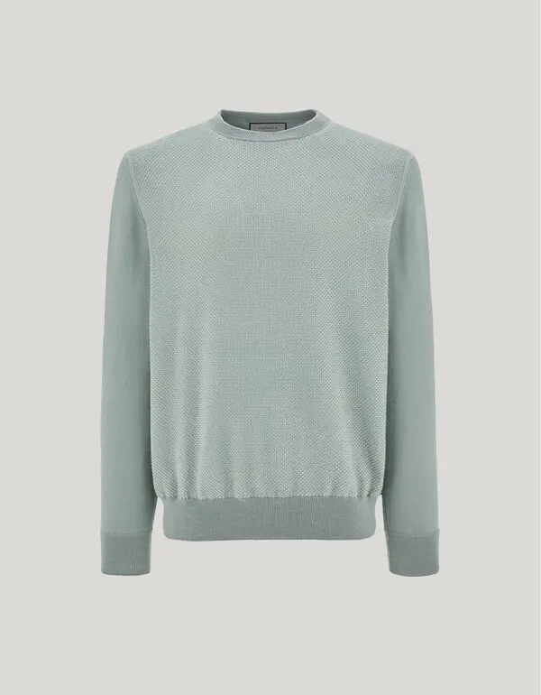 Canali Brianza Microstructured Cotton Crew Neck