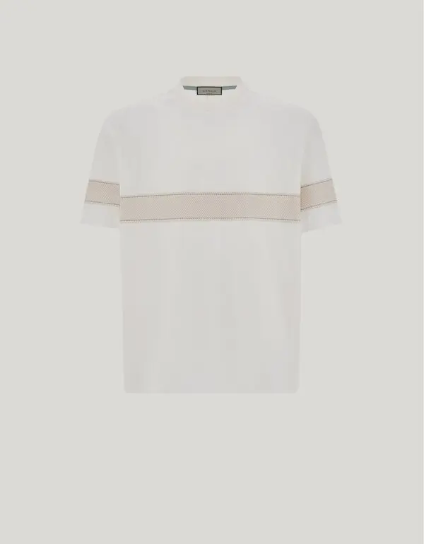 Canali Short-sleeve Cotton T-shirt With Contrasting Detail