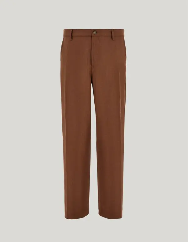 Canali Terracotta-colored Nuvola Tapered Fit Cotton Chinos