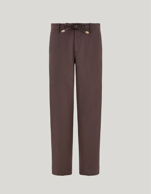 Canali Impeccabile Washable Wool Regular Fit Trousers - Brown