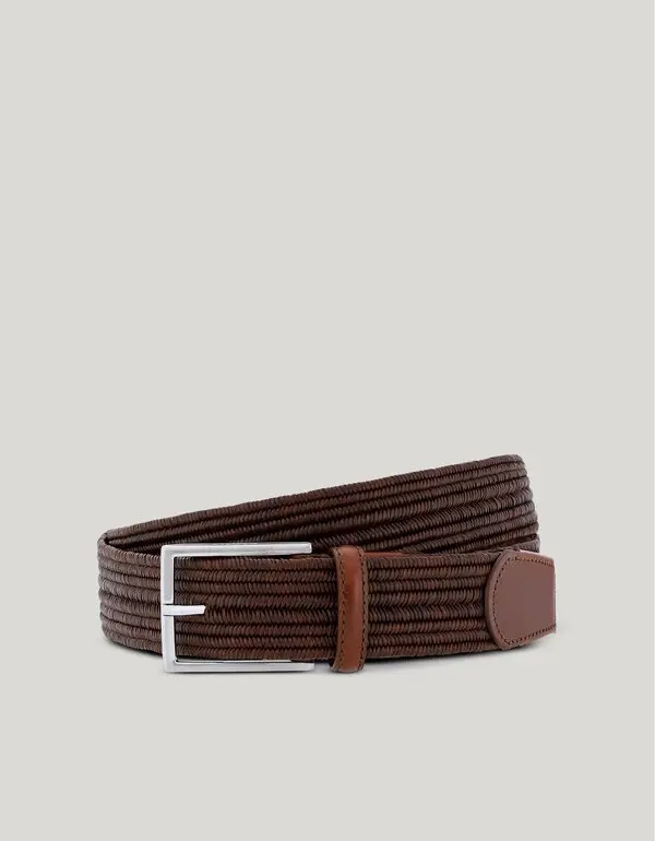Canali Woven Leather Belt - Brown