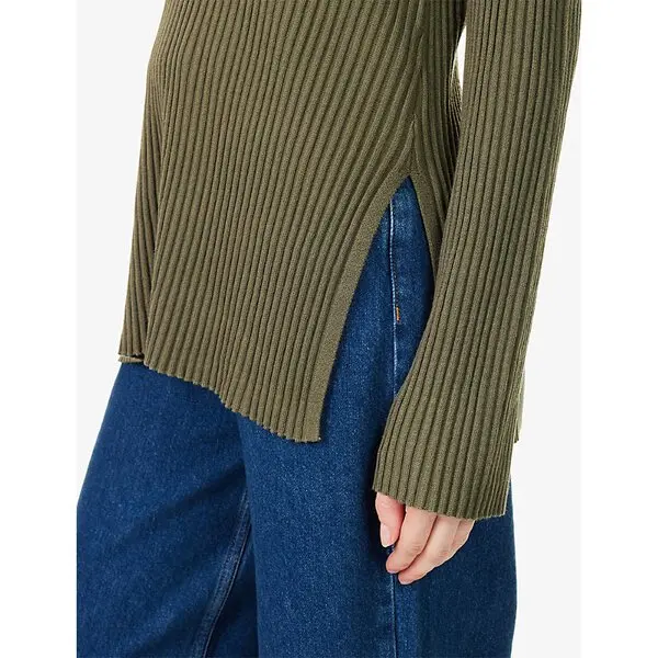 4TH & RECKLESS Polo-collar Rib-knit Top