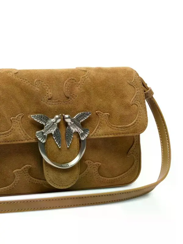 Pinko Suede Shoulder Bag With Bird Appliqu