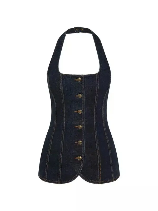 Rebecca Vallance Button Halterneck Top