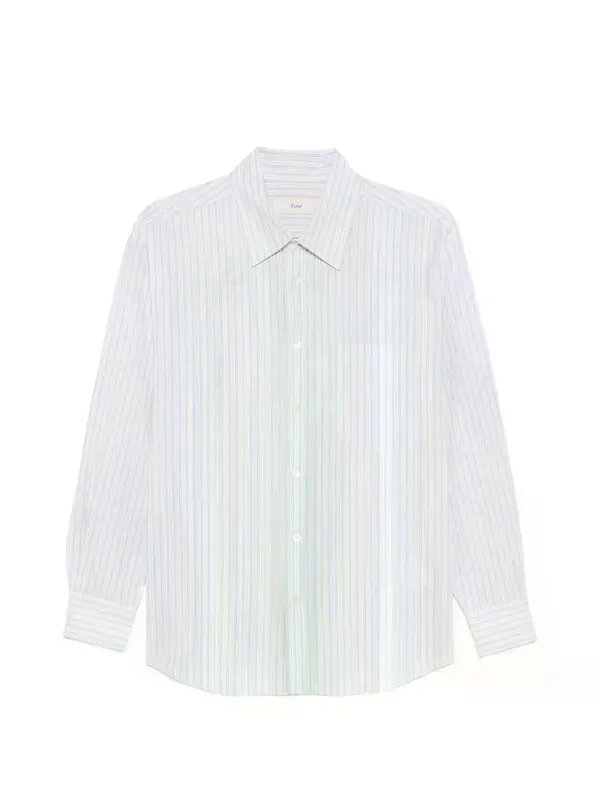 DUNST Striped-pattern Chest-pocket Shirt - White