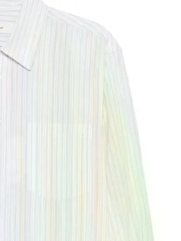 DUNST Striped-pattern Chest-pocket Shirt - White