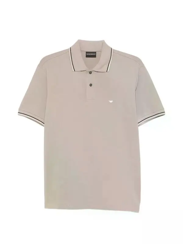 Emporio Armani Piped Cotton Polo Shirt - Grey