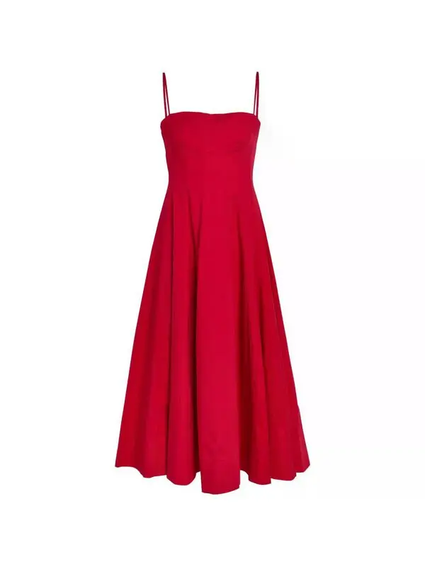 Staud Wylie Square-neck Midi Dress - Red