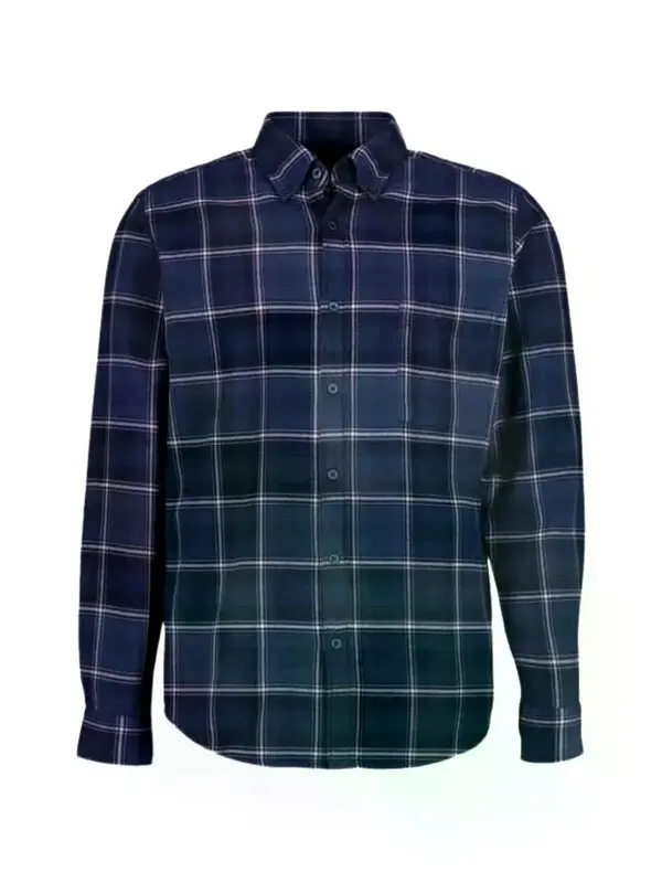 BOSS Button Check Shirt - Blue