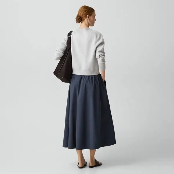 Theory Vented Skirt In Relaxed Poplin - Faded Navy