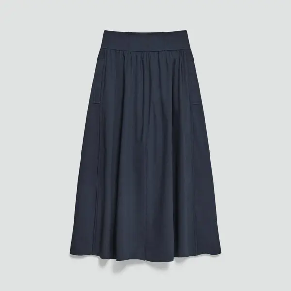 Theory Vented Skirt In Relaxed Poplin - Faded Navy