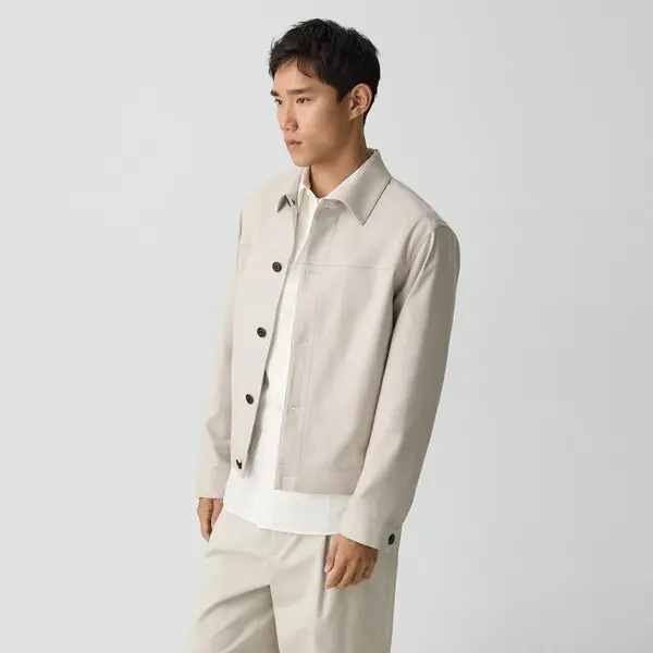 Theory Button Jacket In Neoteric Twill - Silver Cloud