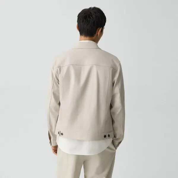 Theory Button Jacket In Neoteric Twill - Silver Cloud