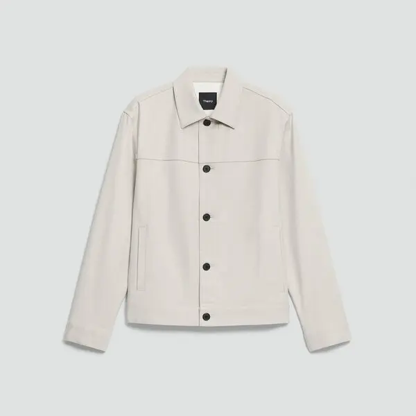 Theory Button Jacket In Neoteric Twill - Silver Cloud