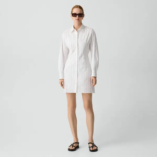 Theory Shirt Dress In Striped Poplin