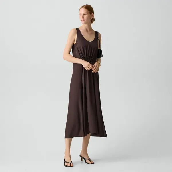 dark brown waist tie midi dress Brown Drop Waist Lilah Midi Dress main image 1
