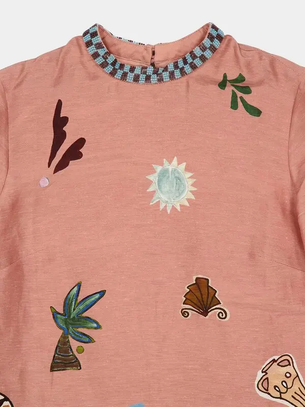 Alemais Timmy Embroidered Linen Mini Dress - Pink | Editorialist