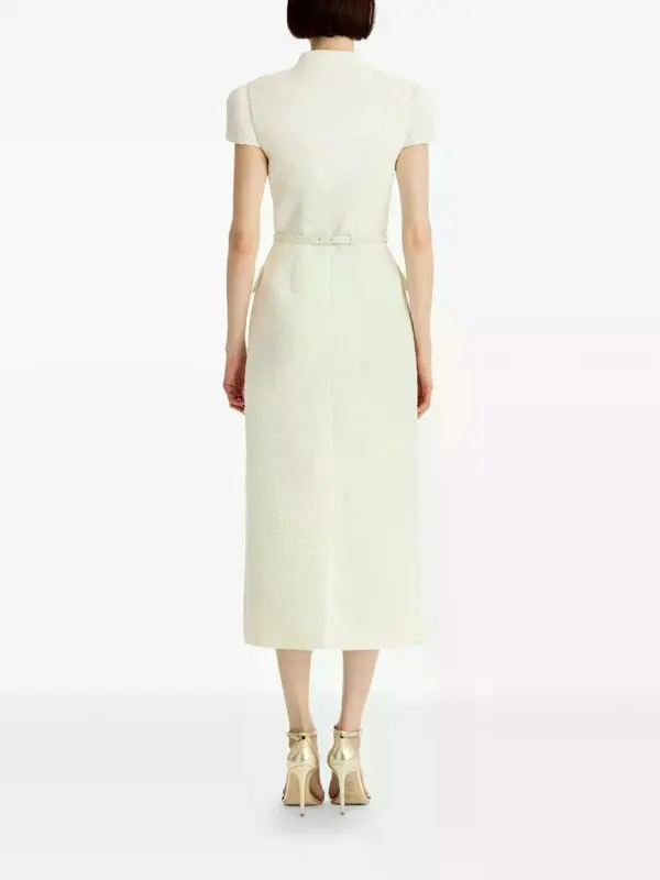 Oscar De La Renta Cyclamen-detail Midi Dress - Neutrals