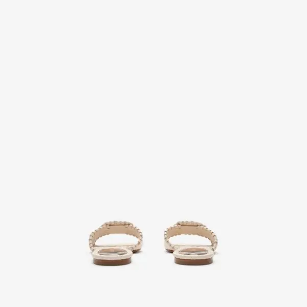 Burberry Leather Knight Stamp Slides - Soap Beige