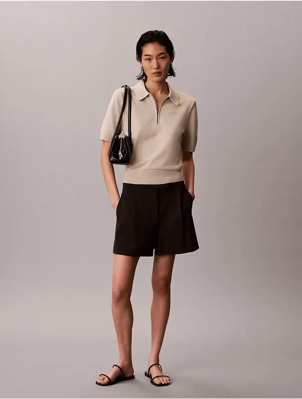 Calvin Klein Relaxed Knit Polo Sweater - Silvermoss