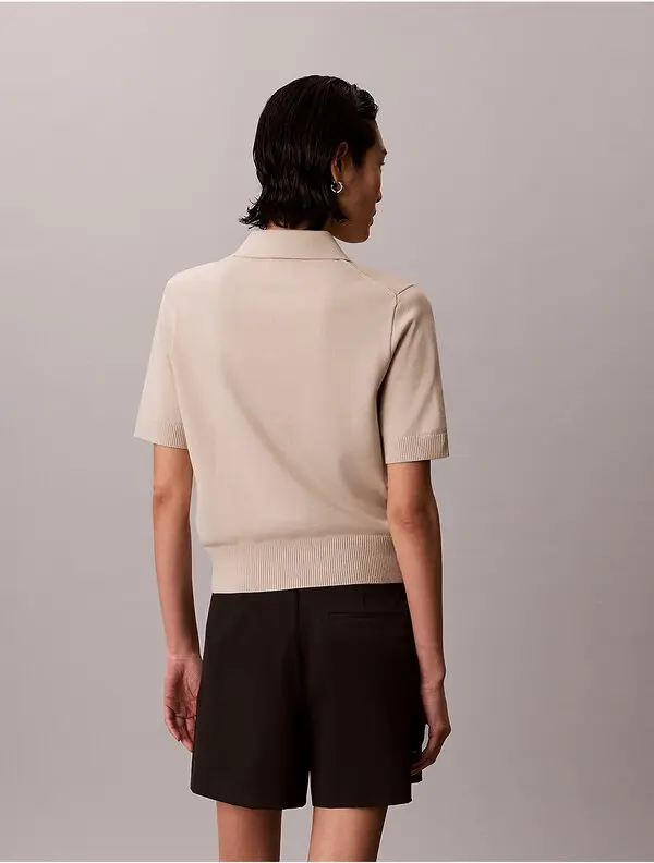 Calvin Klein Relaxed Knit Polo Sweater - Silvermoss