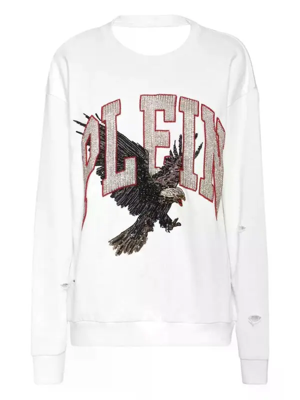 Philipp Plein Open Back Eagle Sweatshirt - White