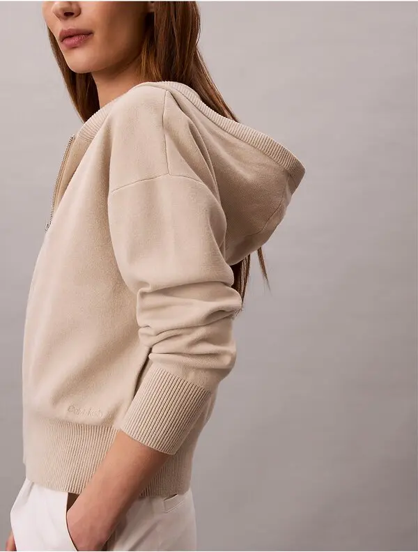 Calvin Klein Relaxed Knit Zip Hoodie - Silvermoss