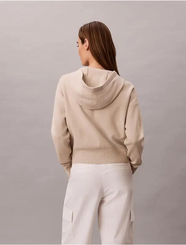 Calvin Klein Relaxed Knit Zip Hoodie - Silvermoss