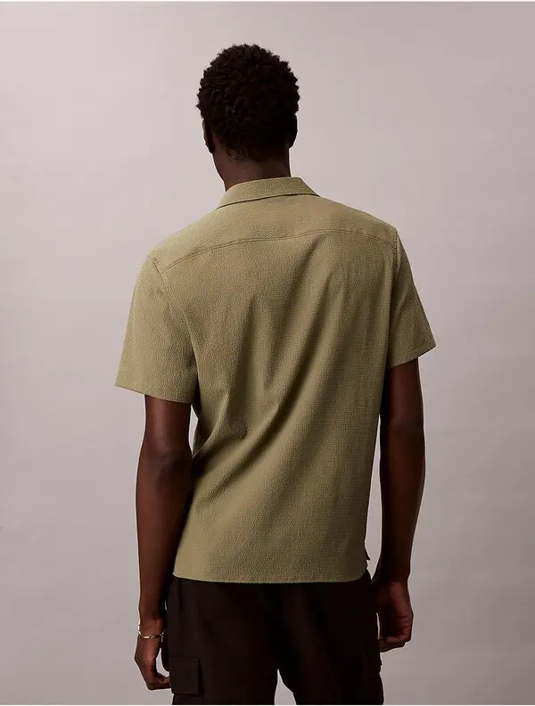 Calvin Klein Solid Seersucker Classic Button-down Shirt