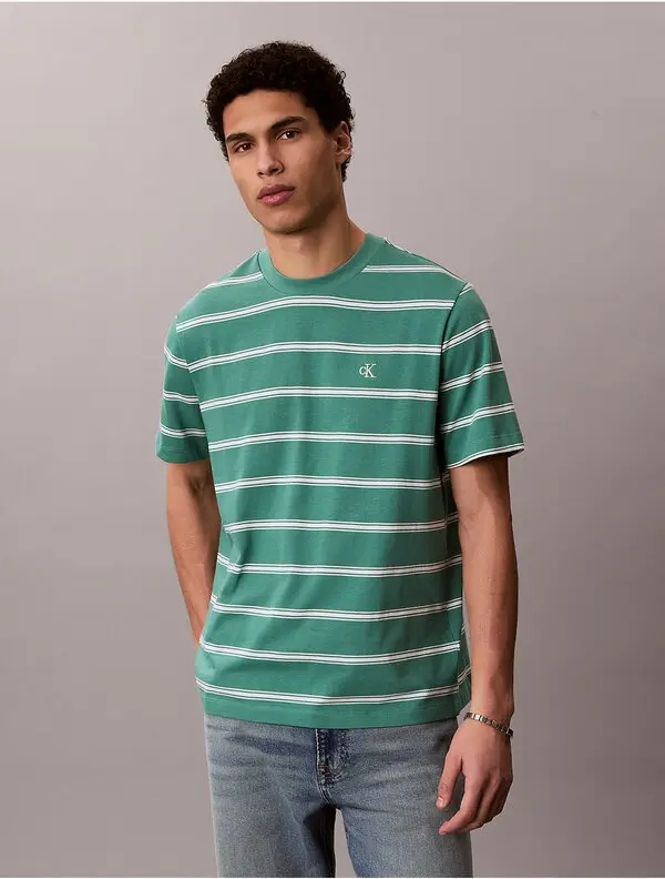 Calvin Klein Monogram Stripe Relaxed T-shirt - Wild Green
