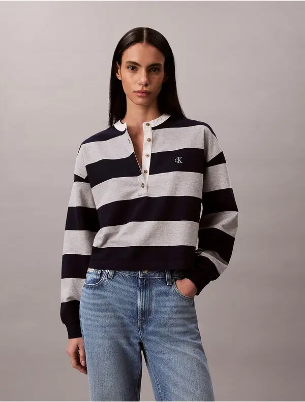 Calvin Klein Varsity Stripe Henley Top