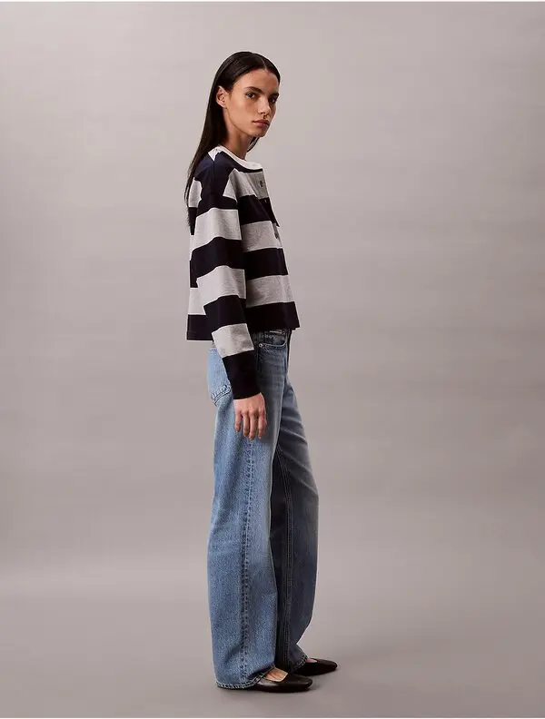 Calvin Klein Varsity Stripe Henley Top