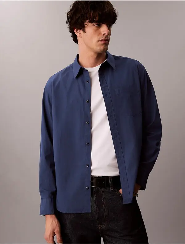 Calvin Klein Washed Poplin Relaxed Button-down Shirt