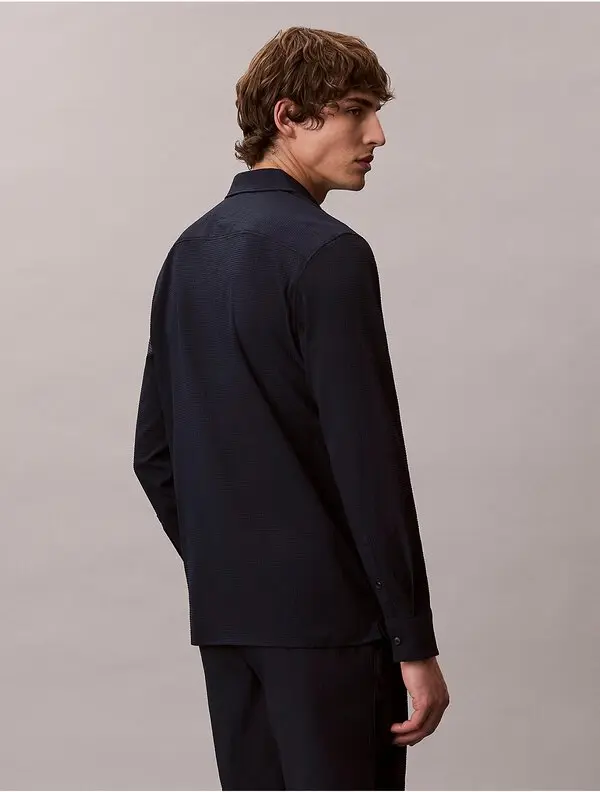 Calvin Klein Solid Seersucker Classic Shirt - Dark Sapphire