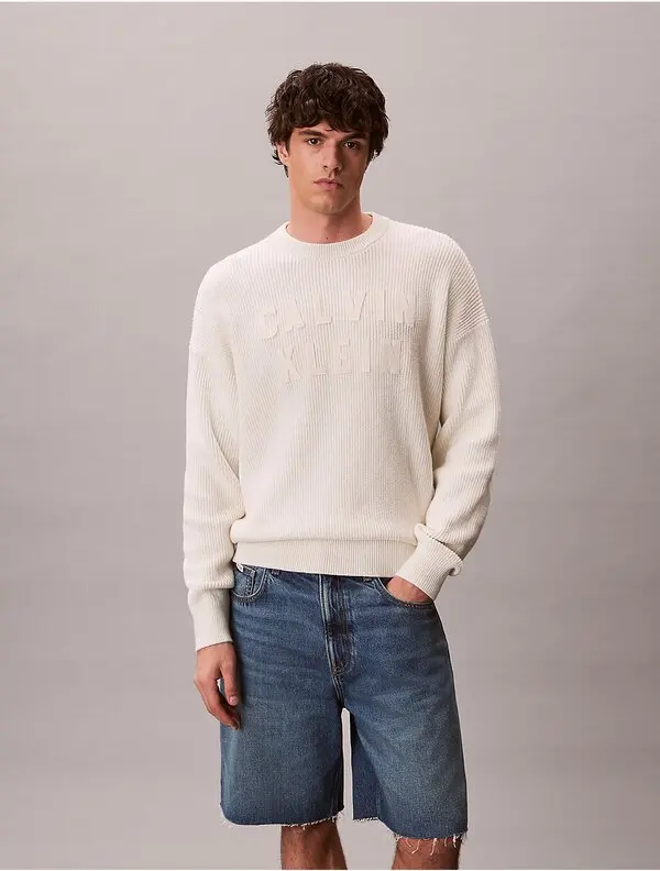 Calvin Klein Relaxed Sweater With Varsity Logo Graphic
